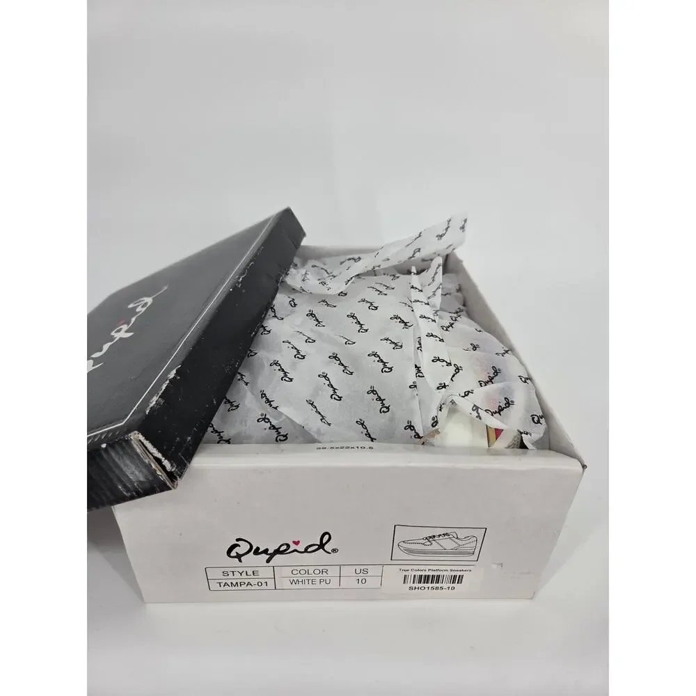 Qupid | Shoes | New Qupid Tampa White Metallic Rainbow Pride Platform ...